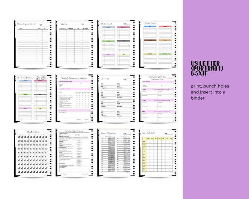 Music Studio Binder | Teacher Binder | Student Forms | Practice Record ...