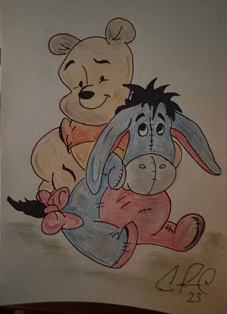 Winnie the Pooh & Eeyore Colored Pencil Drawing - Etsy