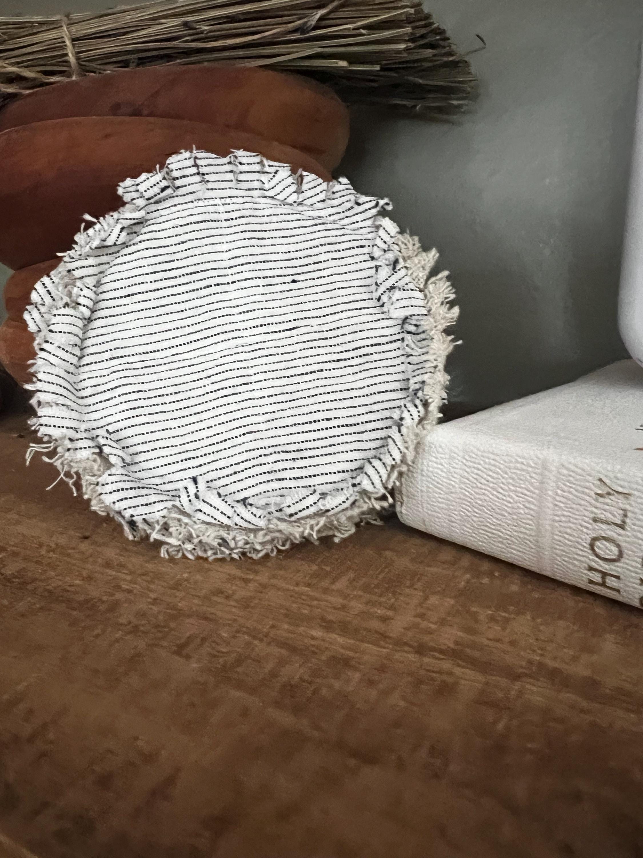 Set of 4 Round Linen Reversible Primative Coasters, Sourdough Starters ...