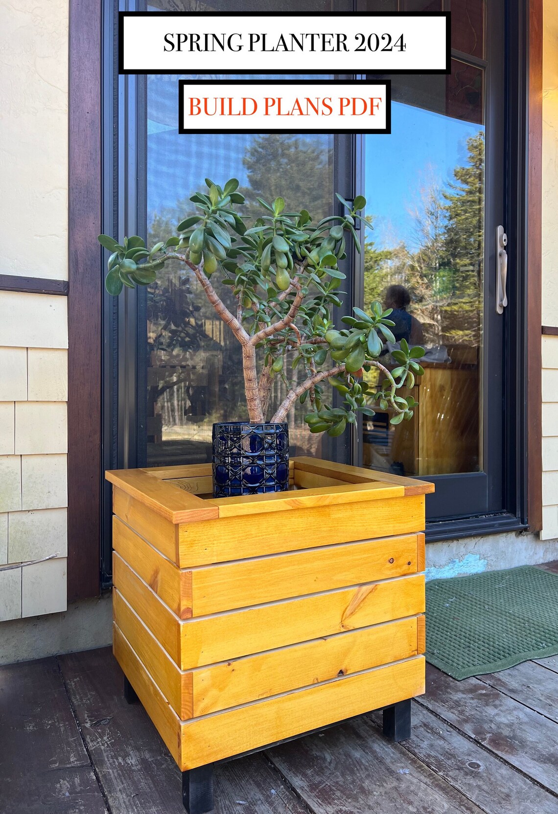 DIY Flower Planter Box Build Plan Farmhouse Easy Design Patio Planter ...