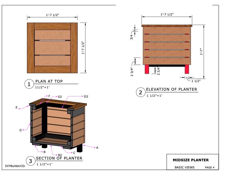 Planter Box Plans for Garden and Outdoor BUNDLE- Flower Raised Bed Deck ...