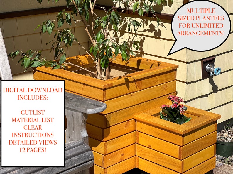 DIY Flower Planter Box Build Plan Farmhouse Easy Design Patio Planter ...