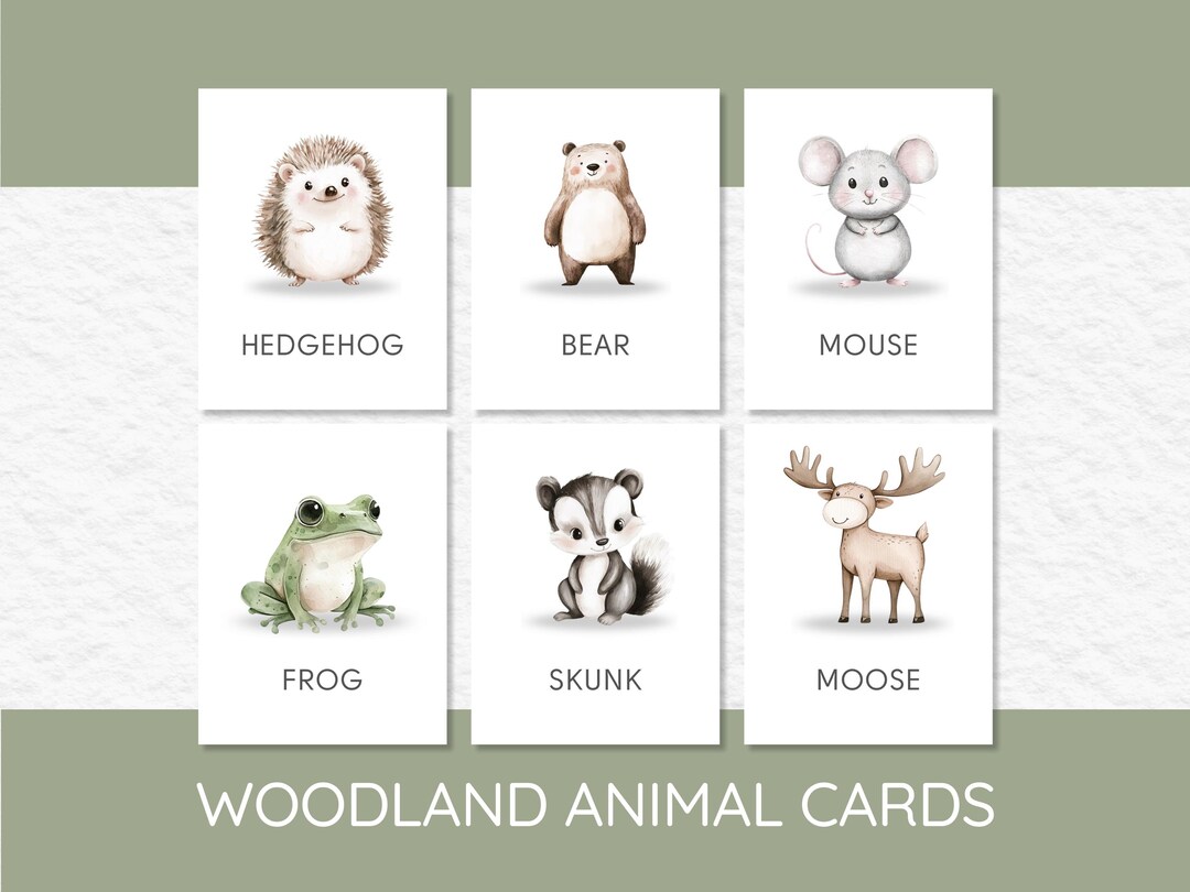 Learning Flash Cards, Woodland Animals Collection, Montessori Toddler ...