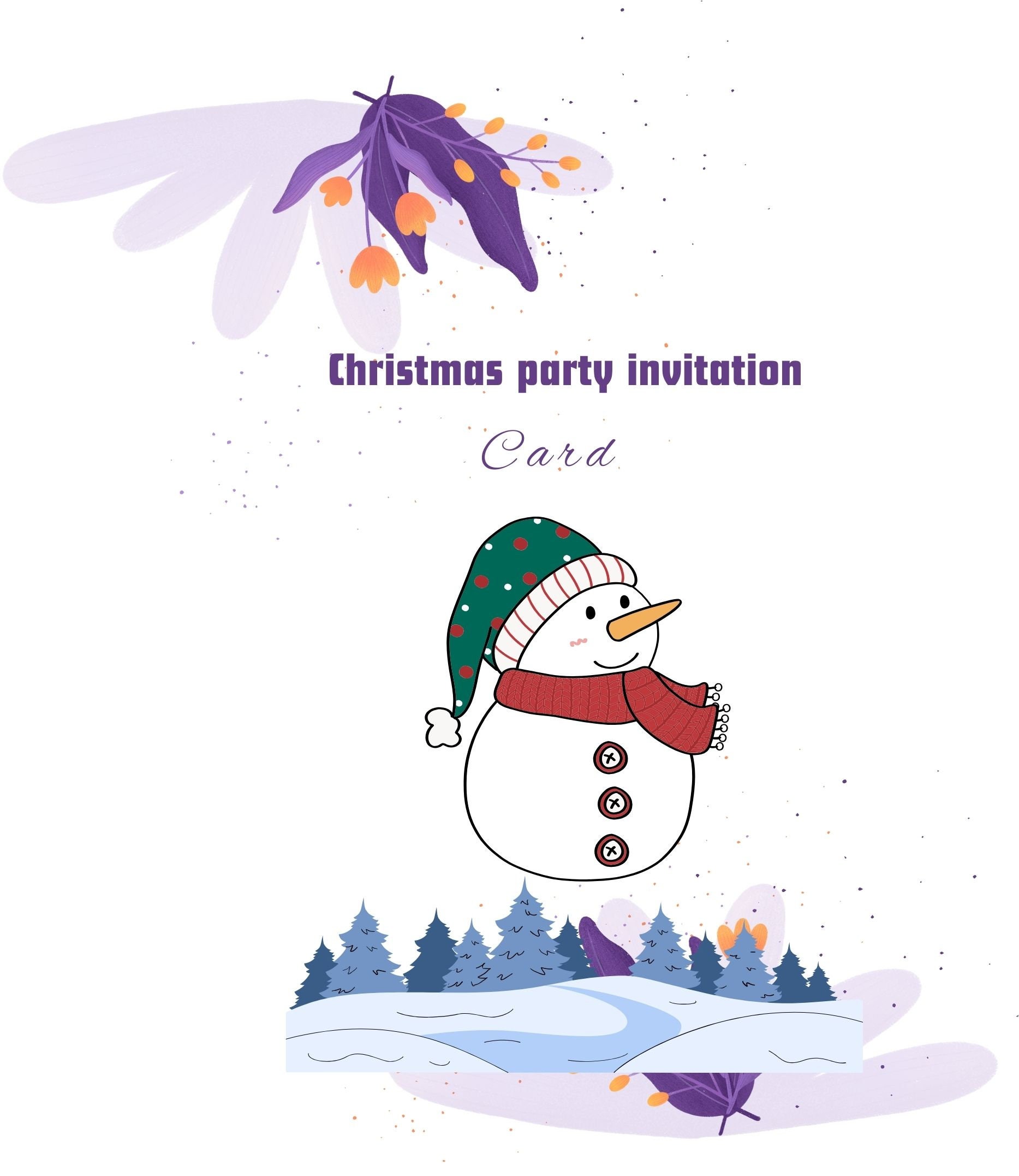 Christmas Invitation Card Template - Etsy
