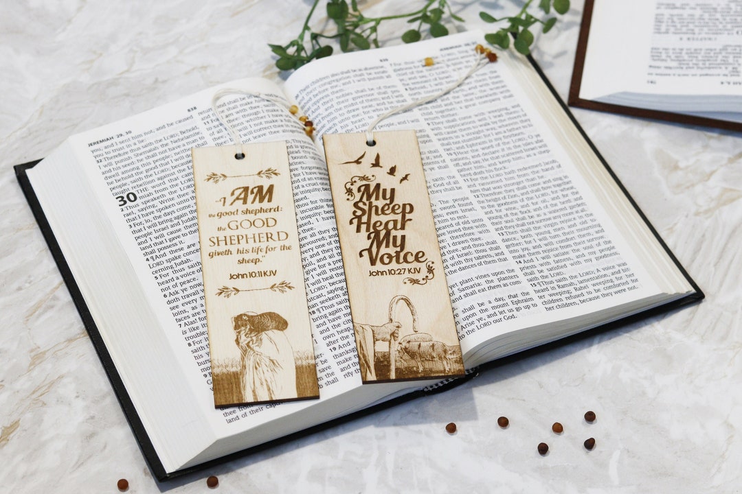 Set of 2 Engraved Christian Bible Verse Wooden Bookmarks With Real ...