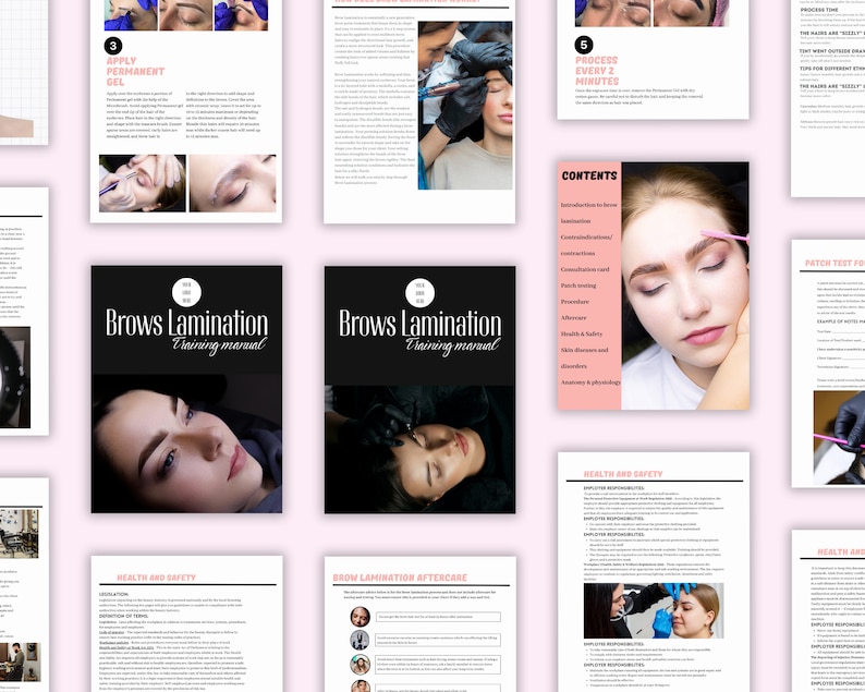 Brow Lamination Canva Editable Manual Tutorial Course Training Template Ebook Student Educator ...