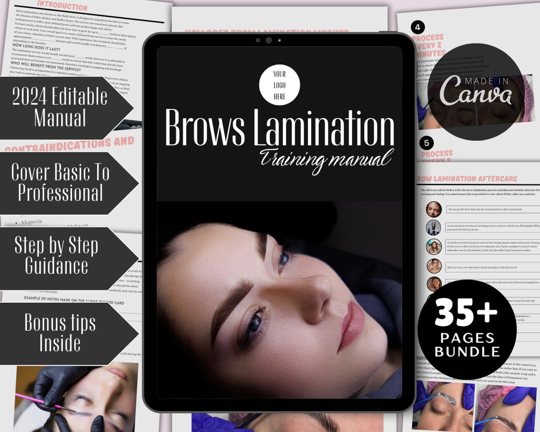 Brow Lamination Canva Editable Manual Tutorial Course Training Template