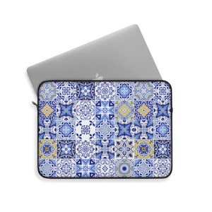 Blue Mediterranean Tile Laptop Sleeve | Case for 12", 13", 15" MacBook ...