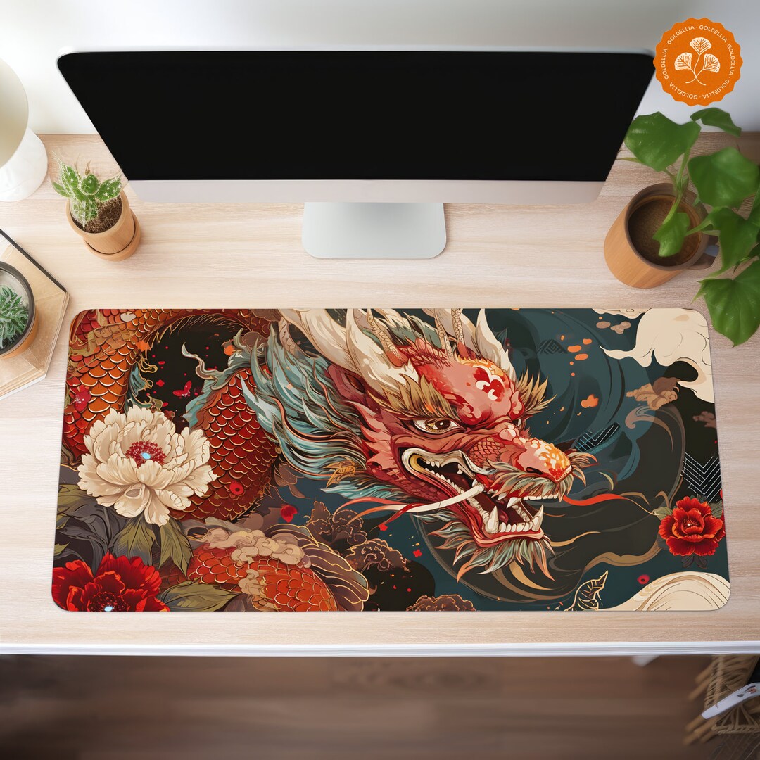 Dragon Desk Mat: Aesthetic Cozy Gamer, Unique Dragon Anime Kawaii Vibes ...