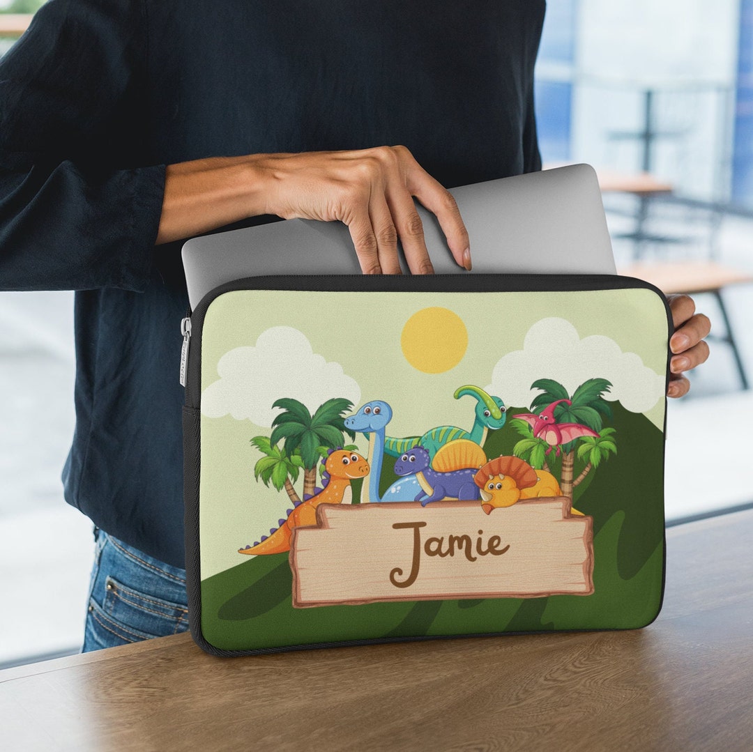 Personalized Cute Dinasaur Kids Laptop Sleeve | Case for 12", 13", 15 ...