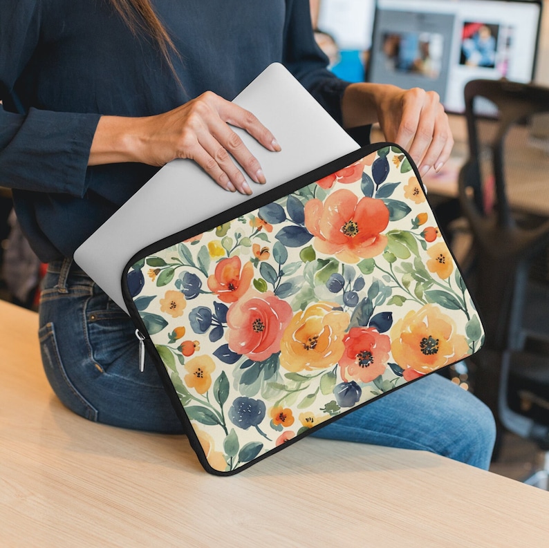 Watercolor Floral Laptop Sleeve | Case for 12", 13", 15" MacBook ...