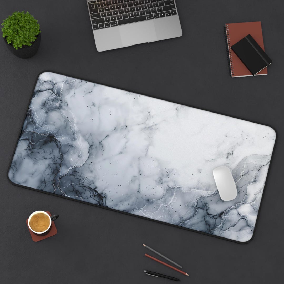 Grey Marble Desk Mat, Home Office Decor, Gaming Mousepad Gift ...