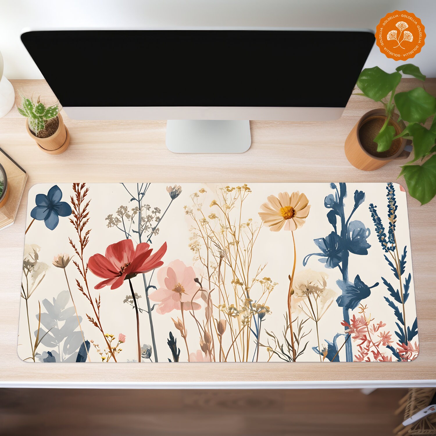 Beige Desk Mat Cute Aesthetic, Cozy Gamer Decor, Large Office Pad With ...