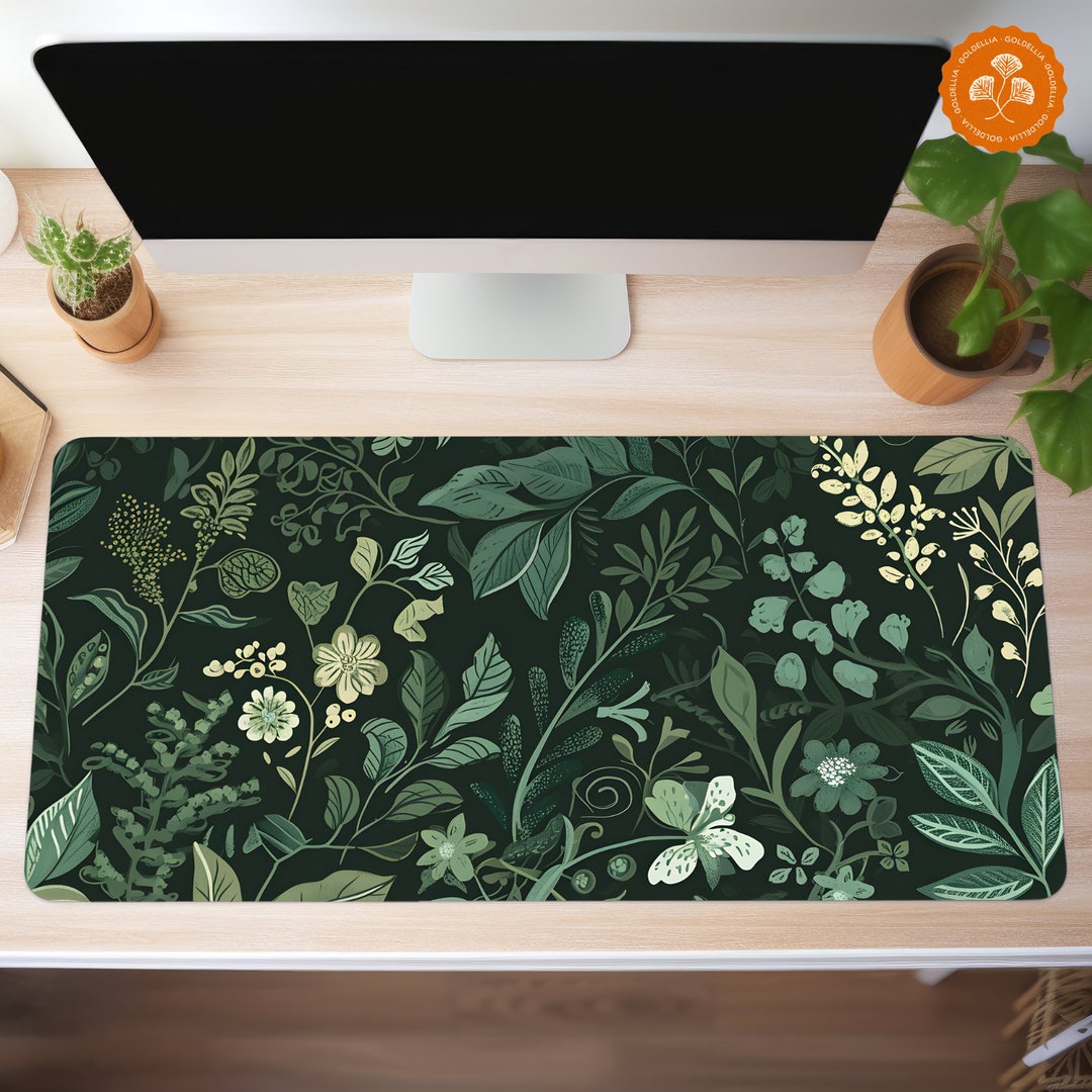 Desk Mat: Aesthetic Green Nature Deskmat, Cozy Gamer Decor, Unique ...