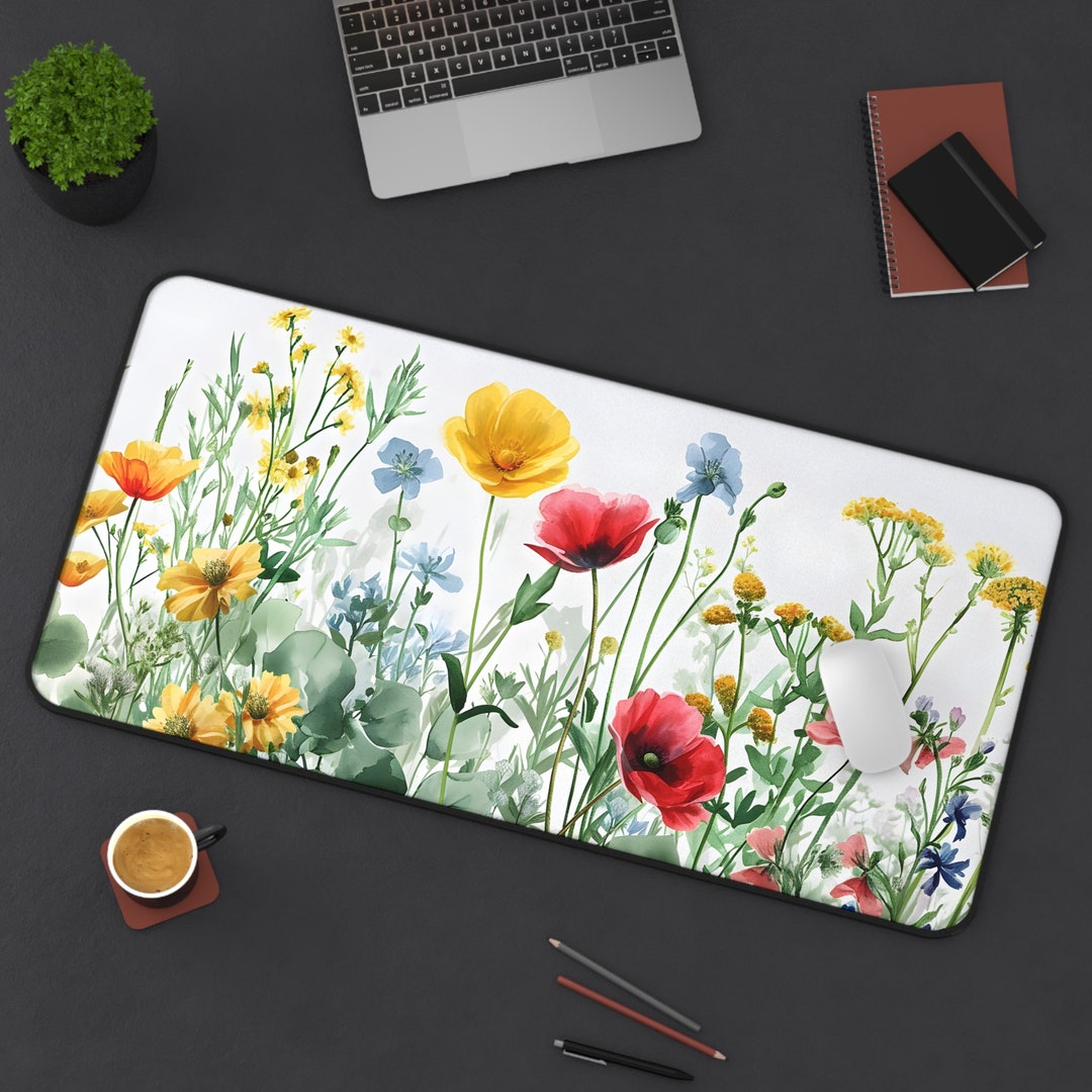 Floral Desk Mat: Cozy Gamer Deskmat Decor, Aesthetic Computer ...