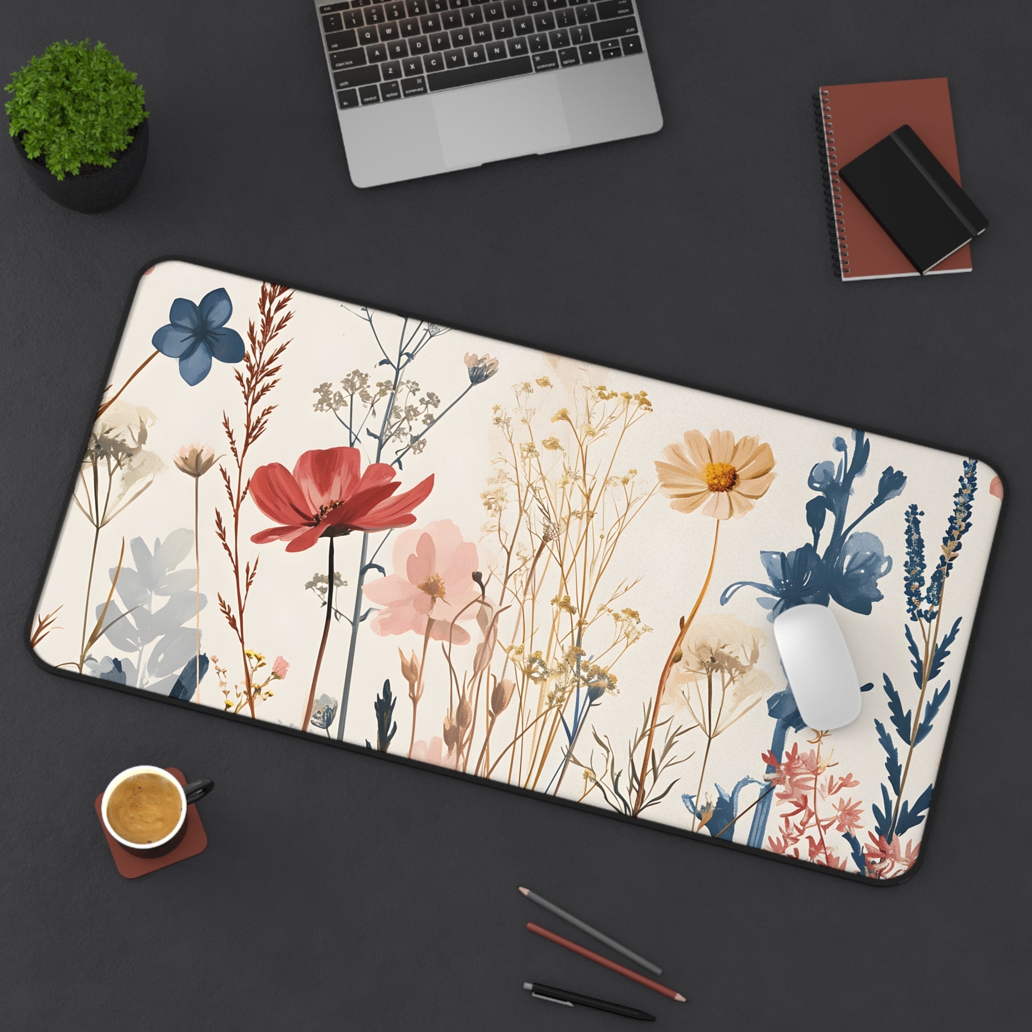 Beige Desk Mat Cute Aesthetic, Cozy Gamer Decor, Large Office Pad With ...