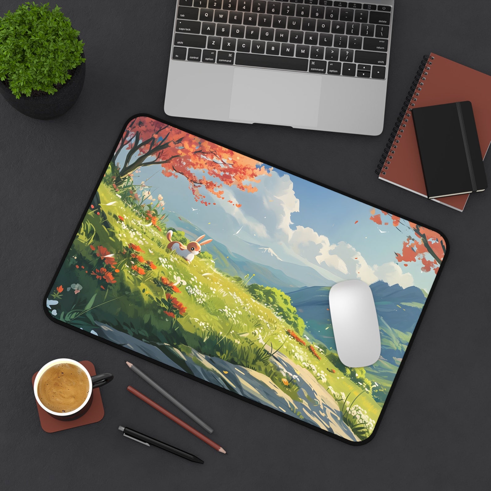 Desk Mat: Cozy Gamer Decor, Cute Anime Style Kawaii Art, Deskmat Pink ...