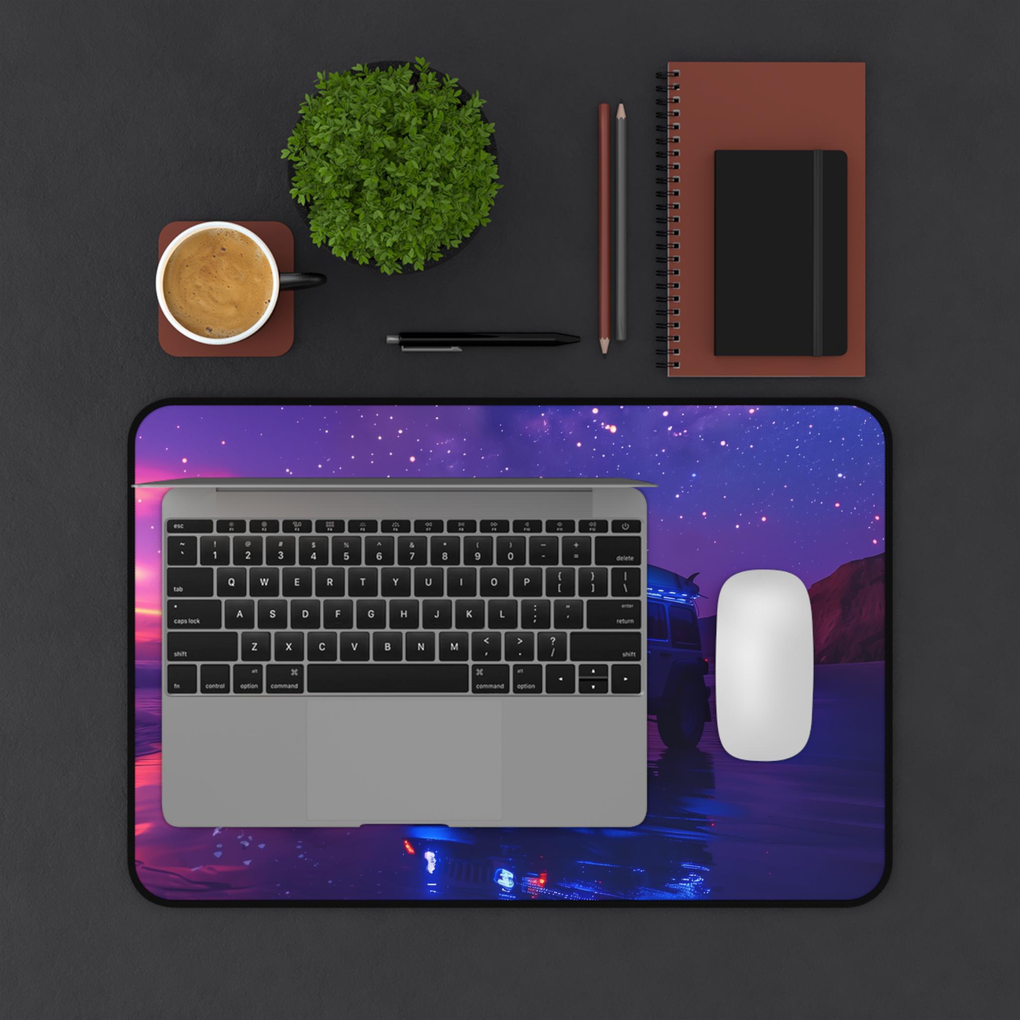 Off-road 4x4 Cruiser Deskmat, Glowing Ocean Starry Night Sky Desk Mat ...