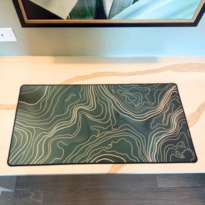 Green Topography Desk Mat, Home Office Decor & Gaming Mousepad Gift ...