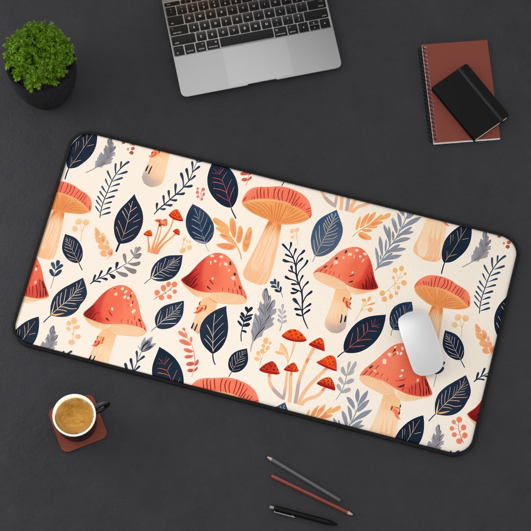 Cute Mushroom Desk Mat | Cozy Gamer Decor, Cottagecore Aesthetic Nature ...