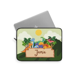 Personalized Cute Dinasaur Kids Laptop Sleeve | Case for 12", 13", 15 ...