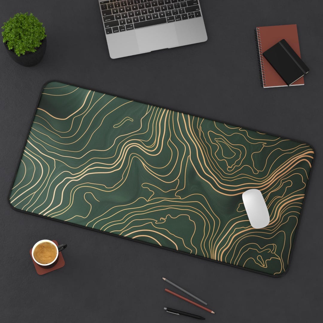 Green Topography Desk Mat, Home Office Decor & Gaming Mousepad Gift ...