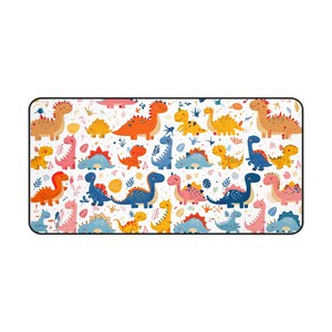 Funny Dinos Desk Mat: Cute Dinosaurs Aesthetic Decor, Cozy Custom Large ...