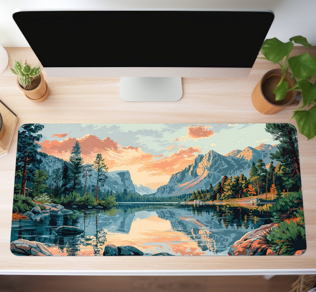 Landscape Desk Mat: Cozy Gamer Decor, National Park Yosemite Deskmat ...