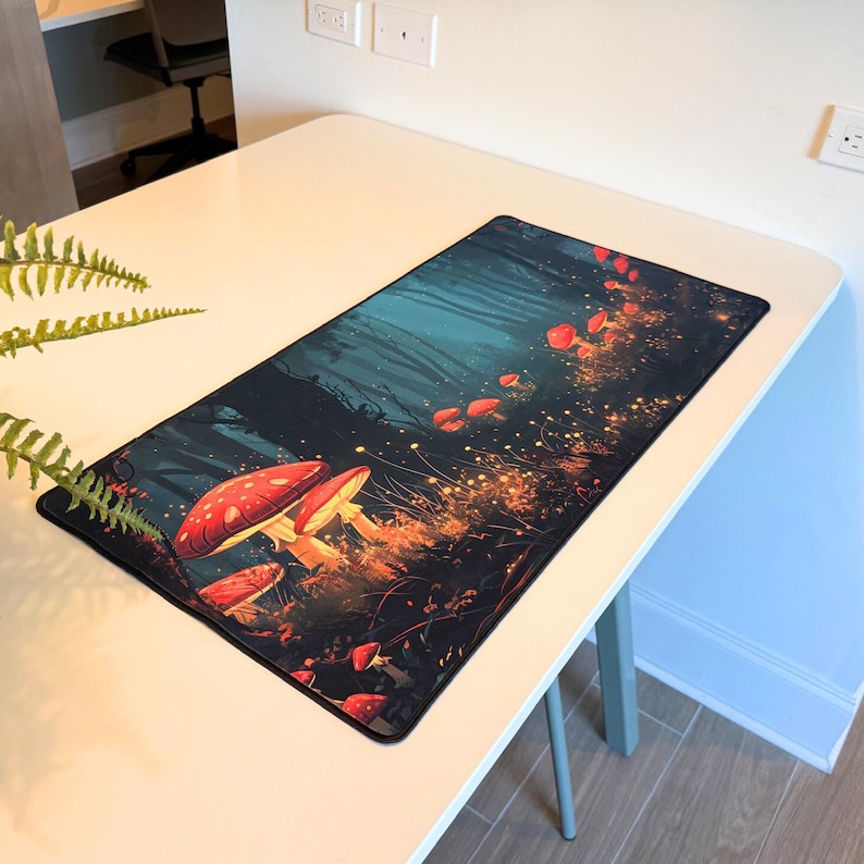 Mushroom Desk Mat | Cozy Gamer Decor, Dark Cottagecore Nature, Magical ...