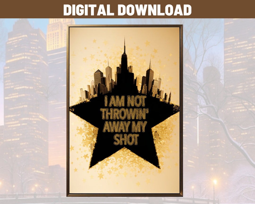 Pack of Three! Hamilton the Musical Broadway Digital Wall Art Gold Star ...