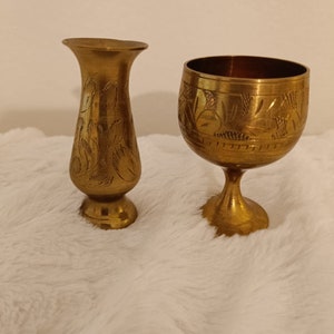 Etched Floral Pattern Mini Brass Vases, Made in India - Etsy