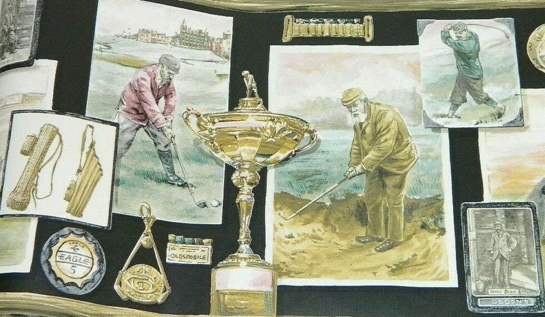 Vintage Golf Themed Wallpaper Border Sunworthy Wall Covering Man Cave ...