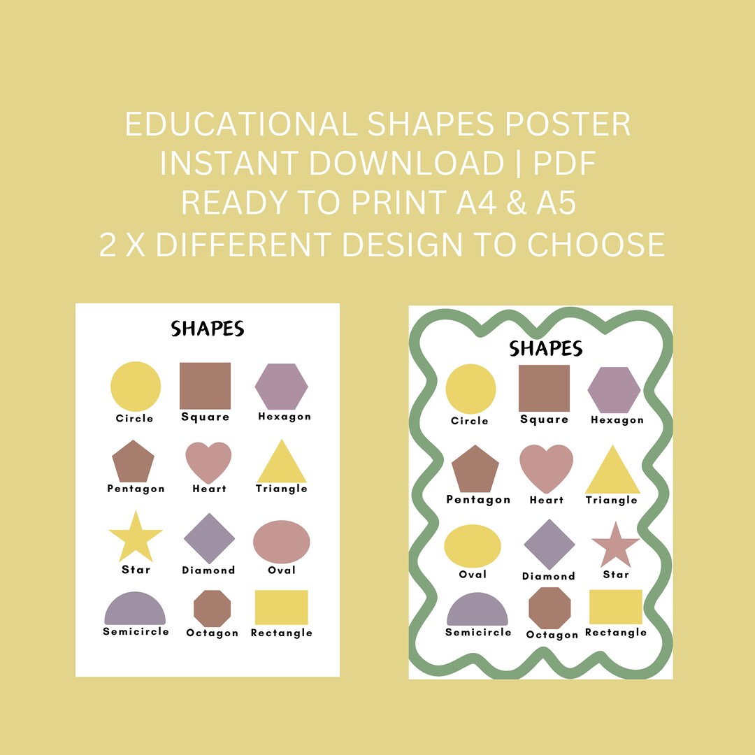 Educational Poster of Shapes for Kids Classroom or Playroom | Instant ...