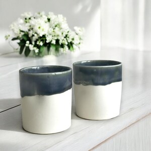 Crumpled Ceramic Espresso Mug Dark Blue Reactive Glaze Thumbprint Mug ...