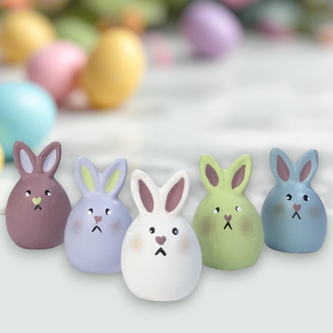 Mini Easter Egg Peeps Ornament, Hand Painted Flocked Bunny Shelf Sits ...