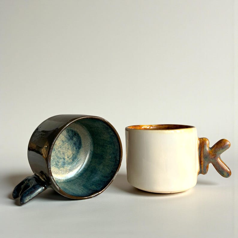 Handmade Personalized Ceramic Mug With Letter Handle – Custom Initial ...
