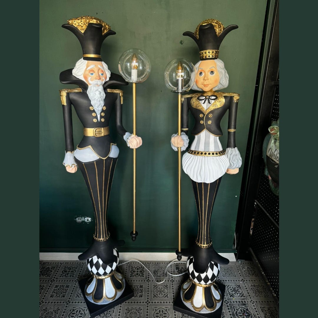 Life Size Nutcracker Floor Lamp, 5.57 Ft Tall Ceramic Nutcracker Statue ...