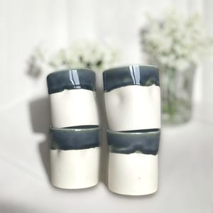 Crumpled Ceramic Espresso Mug Dark Blue Reactive Glaze Thumbprint Mug ...