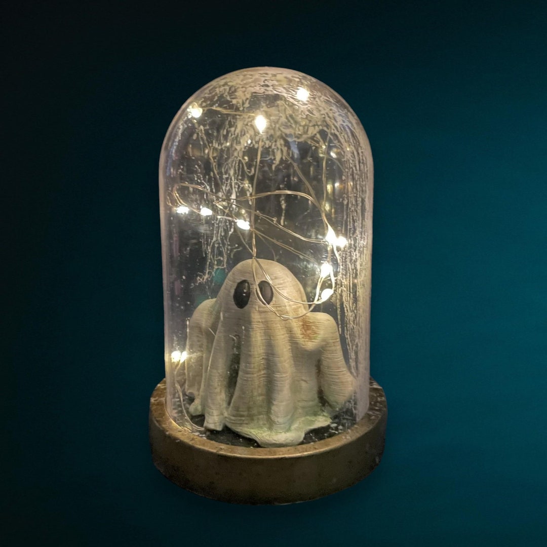 Spooky Ceramic Ghost Lamp for Halloween Diorama, Ghost in a Spider Web ...