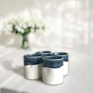 Crumpled Ceramic Espresso Mug Dark Blue Reactive Glaze Thumbprint Mug ...