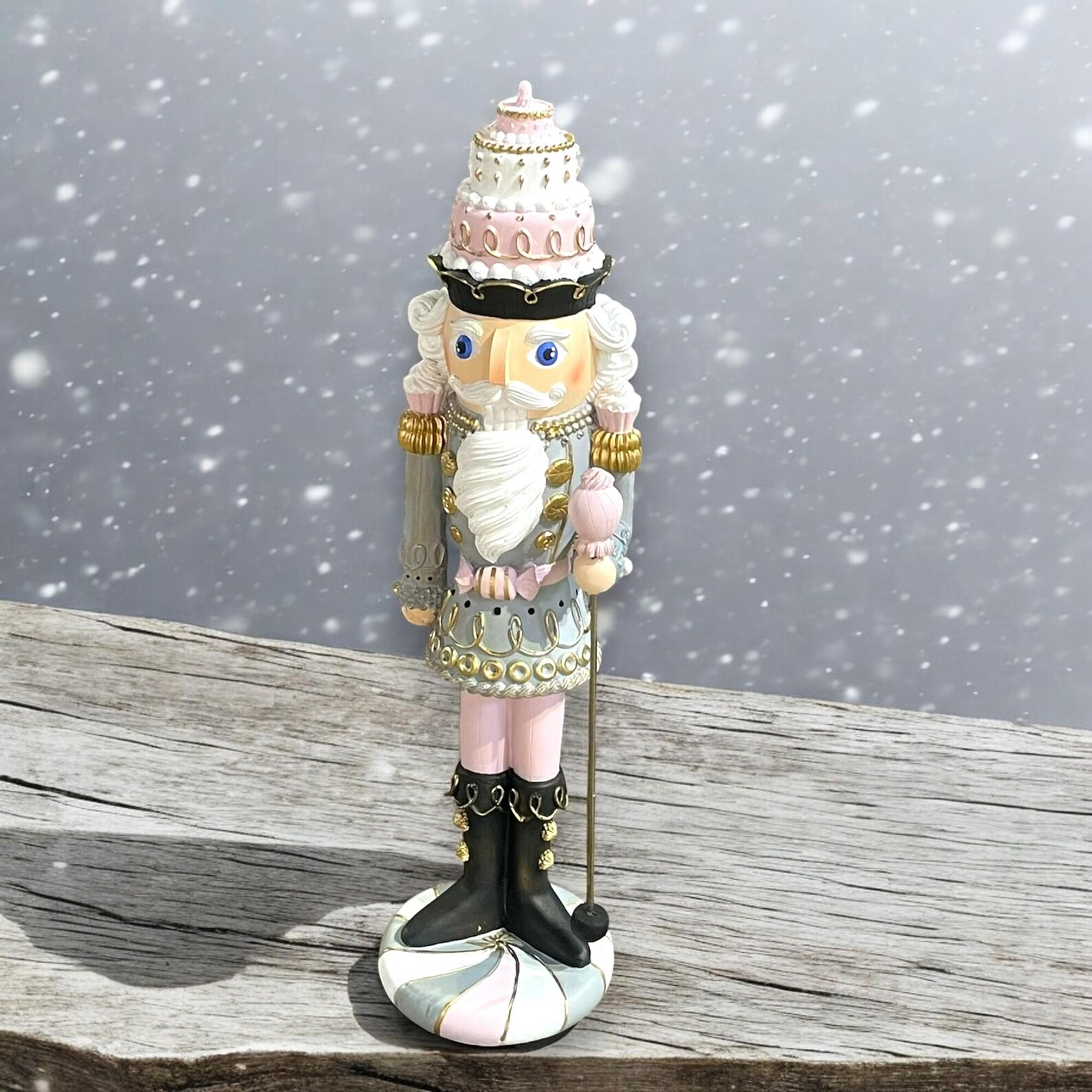 Large Nutcracker Figure - Pink and Black Christmas Tabletop Decor ...