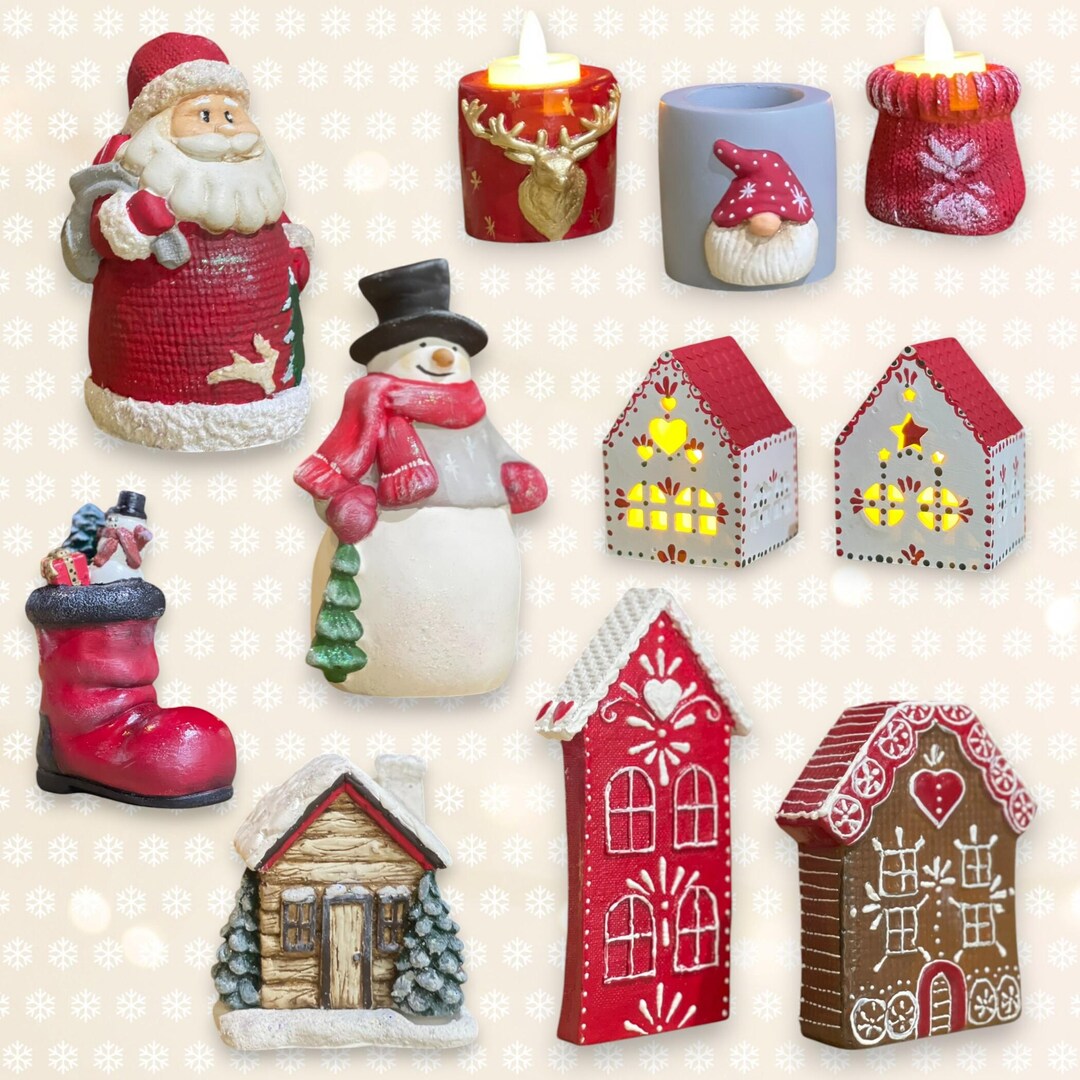 Mini Christmas Gifts -gingerbread House, Reindeer Tea Light, Snowman ...