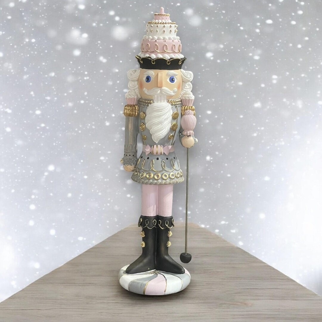 Large Nutcracker Figure - Pink and Black Christmas Tabletop Decor ...