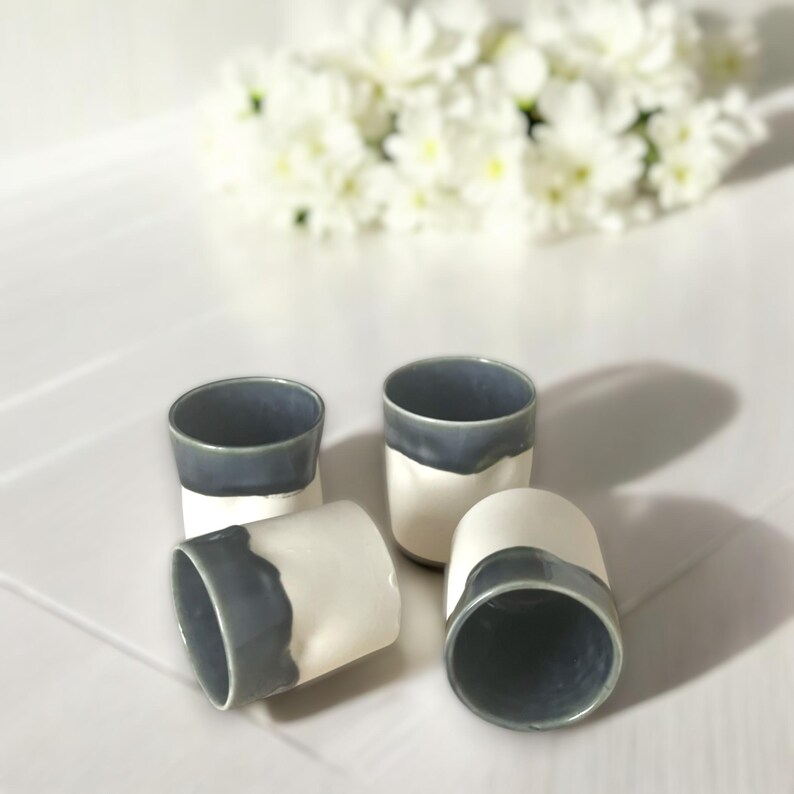 Crumpled Ceramic Espresso Mug - Dark Blue Reactive Glaze - Thumbprint ...