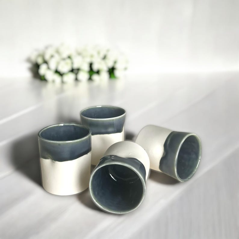Crumpled Ceramic Espresso Mug - Dark Blue Reactive Glaze - Thumbprint ...