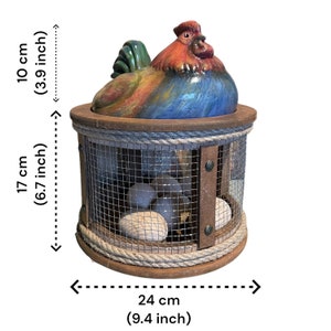 Ceramic Chicken Egg Holder, Farmhouse Egg Basket, Rustic Style Wooden ...
