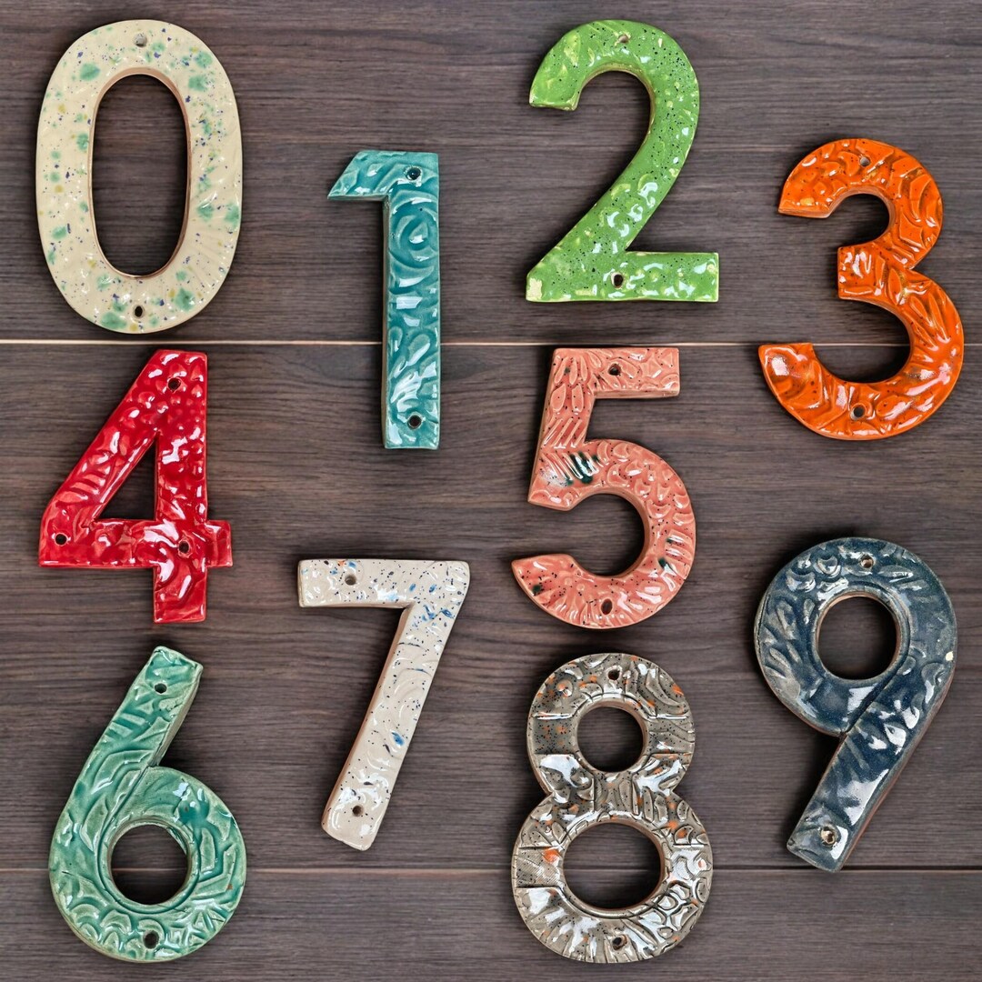 Handmade Ceramic House Numbers - Outdoor Decor Address Number ...
