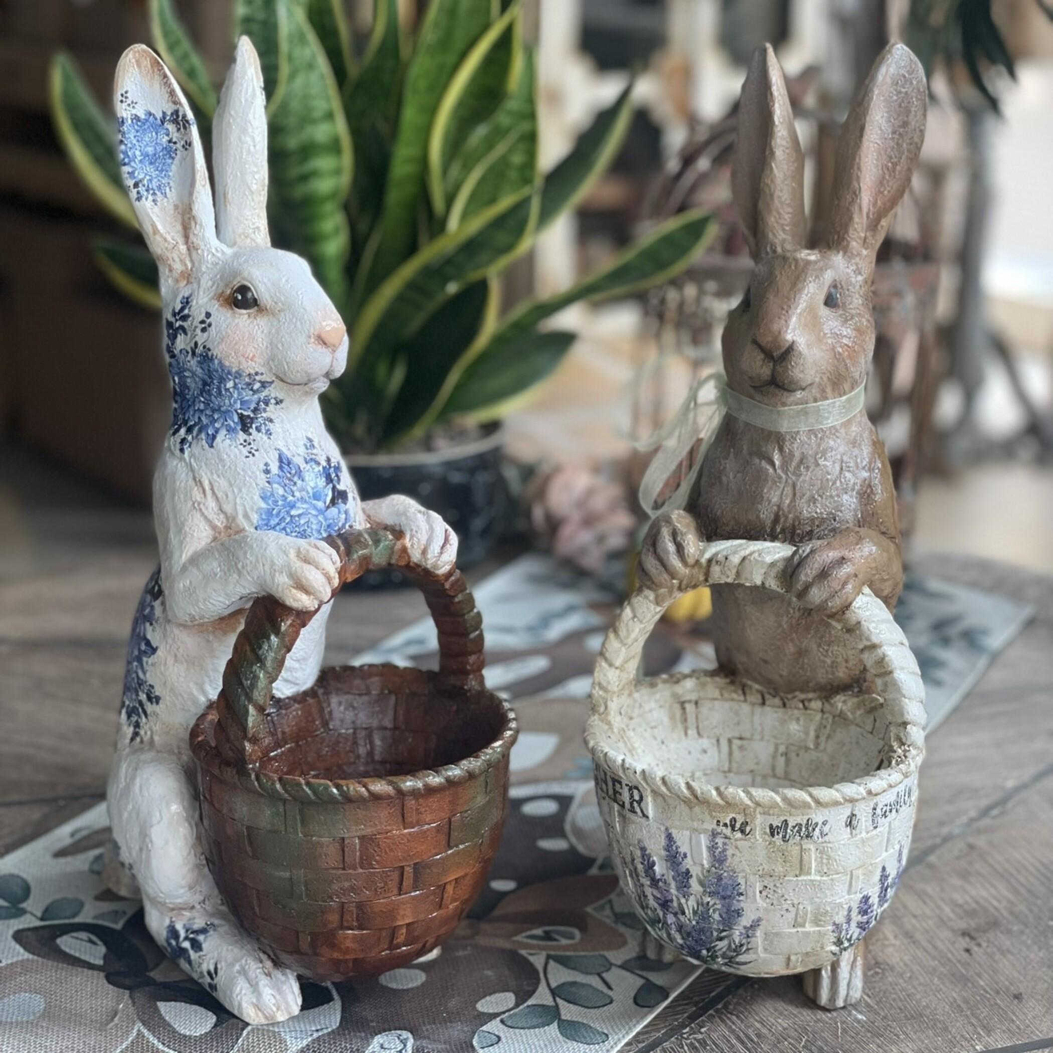 Large Easter Bunny Decor With Basket Planter, Rabbit Statues for Garden ...