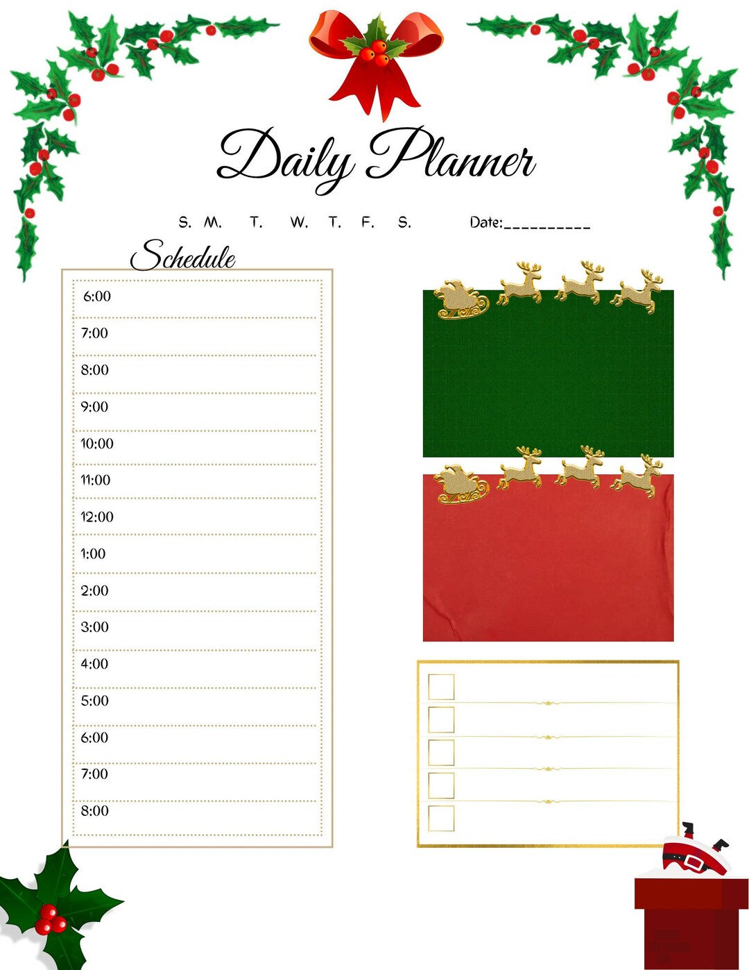 December Daily Planner Spreadsheet (christmas Decor) - Etsy