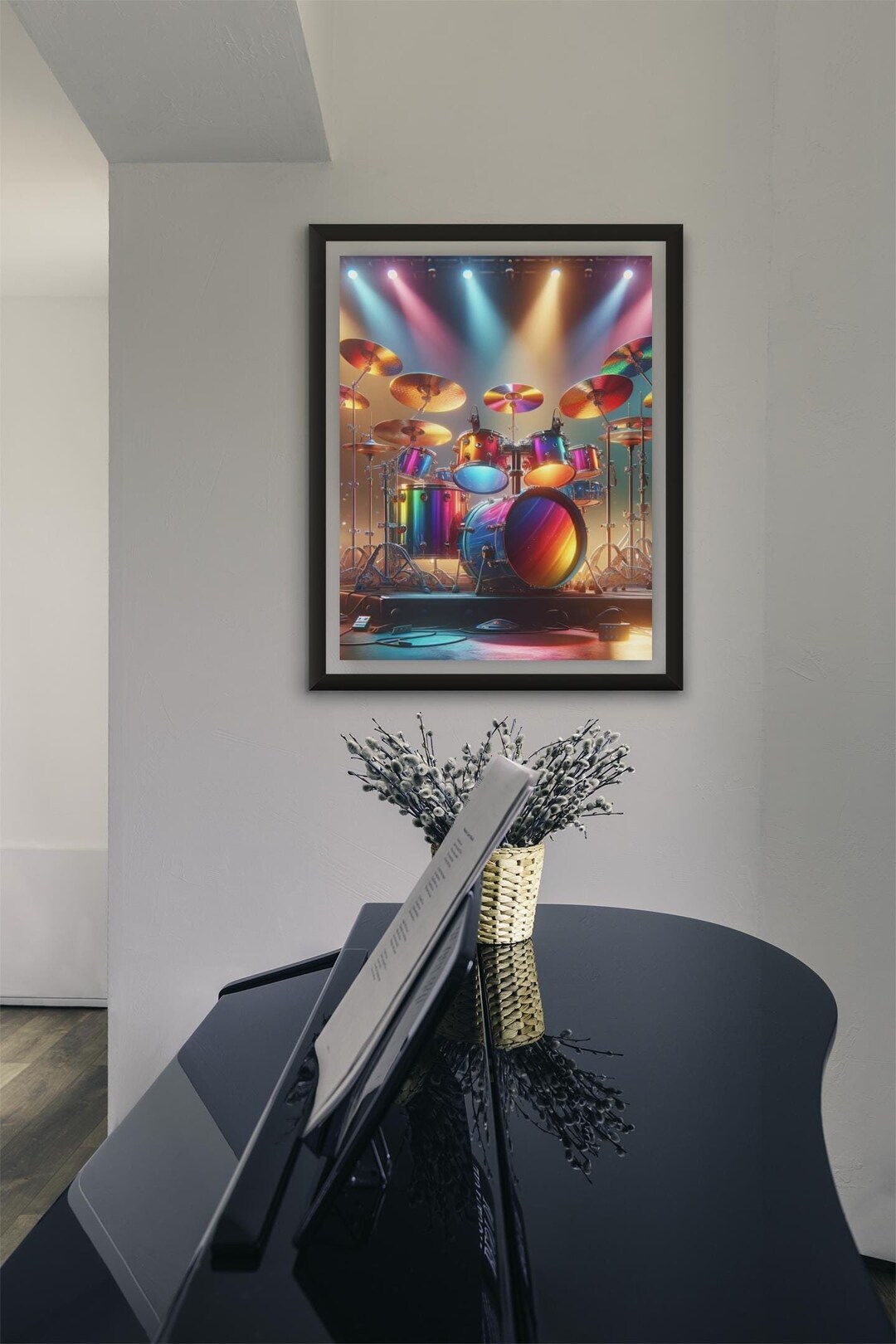 Rainbow Drum Set Wall Art - Vibrant Drums Poster Colorful Art Print for ...